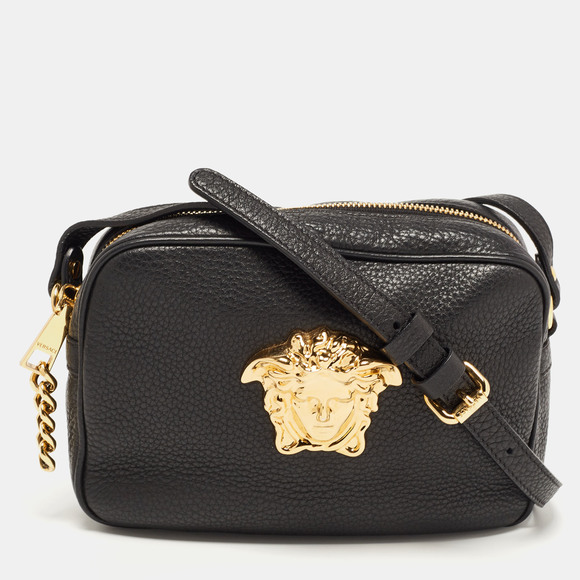 Versace | Bags | Versace Black Leather Medusa Camera Crossbody Bag ...